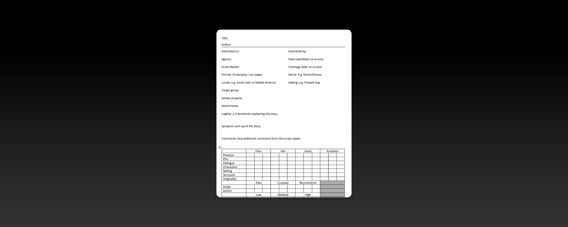 Script Coverage Template FREE Template Here Wedio
